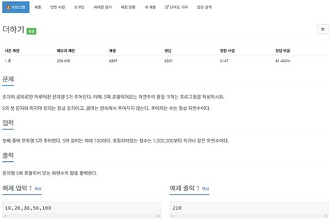 [자바] 백준 10822 더하기 java nahwasa