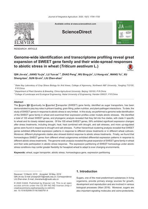 Pdf Genome Wide Identification And Transcriptome Profiling Reveal