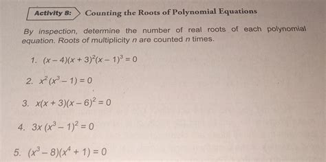 solved activity 8 counting the roots of polynomial equations by