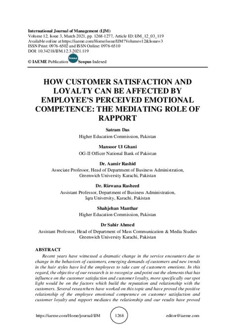 Pdf How Customer Satisfaction And Loyalty Can Be Affected By Employees Perceived Emotional