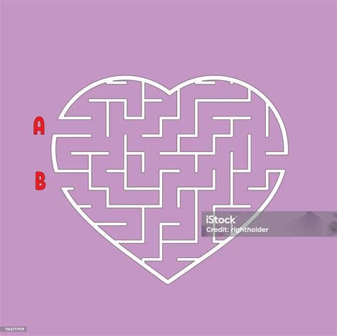 마음의 모양의 미로 아이들을위한 게임 아이들을위한 퍼즐 올바른 방법을 찾으십시오 미로 수수께끼 흰색 배경에 격리된 플랫 벡터 그림입니다 0명에 대한 스톡 벡터 아트 및 기타