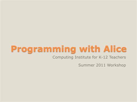 Ppt Programming With Alice Powerpoint Presentation Free Download