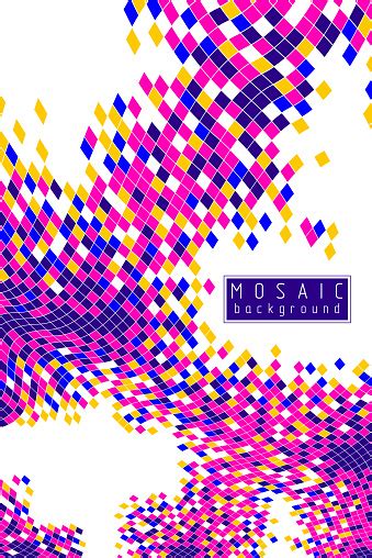 추상 모자이크 사각형 타일 아트 그림 텍스트 및 제목 복사 공간 벡터 예술 디자인 배경 안내 책자 잡지 광고 배너 포스터에 대 한 사용 가능 0명에 대한 스톡 벡터 아트 및