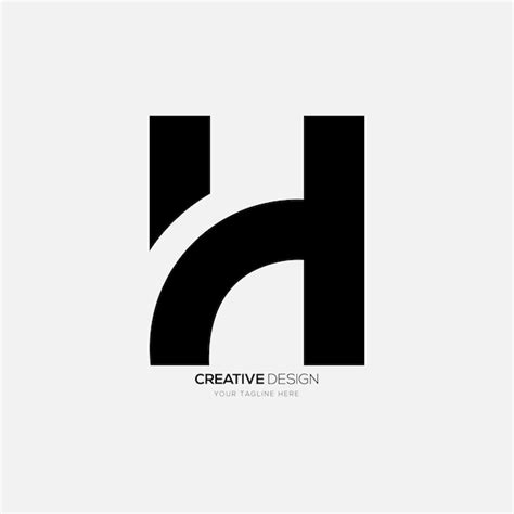 편지 H 현대 모양 알파벳 독특한 추상 모노그램 플랫 로고 프리미엄 벡터