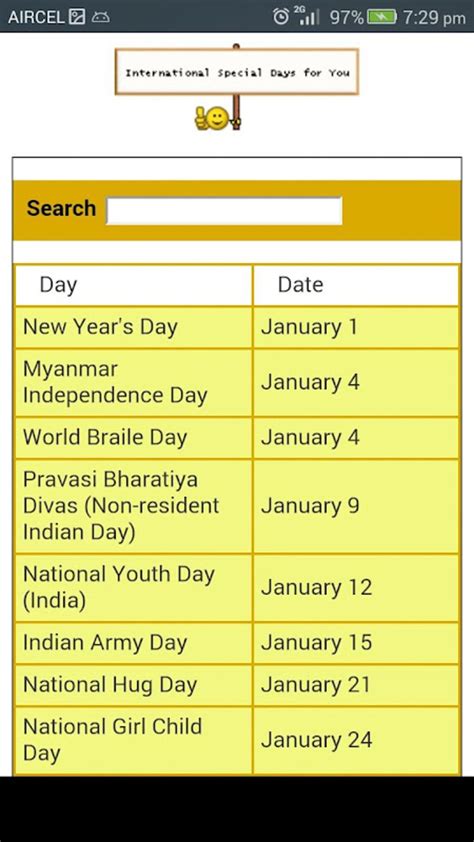 International Special Days Apk Pour Android Télécharger
