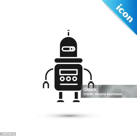 흰색 배경에 격리 된 검은 로봇 아이콘입니다 벡터 일러스트레이션 개념에 대한 스톡 벡터 아트 및 기타 이미지 개념 과학