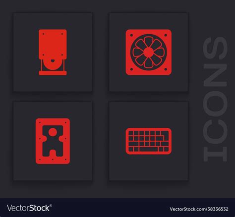 Set Keyboard Optical Disc Drive Computer Cooler Vector Image