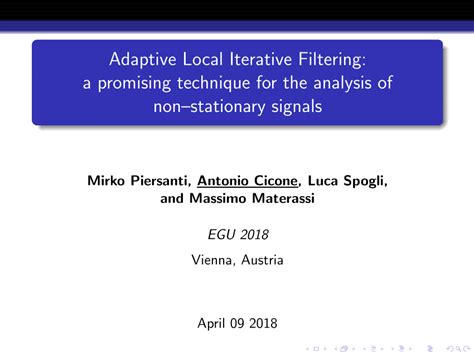 Pdf Adaptive Local Iterative Filtering A Promising Technique For The