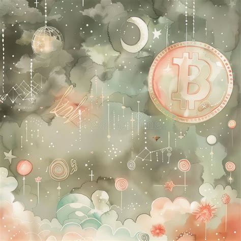 Surreal Illustration Of A Digital Cryptocurrency World With Bitcoin Symbols Clouds And Cosmic