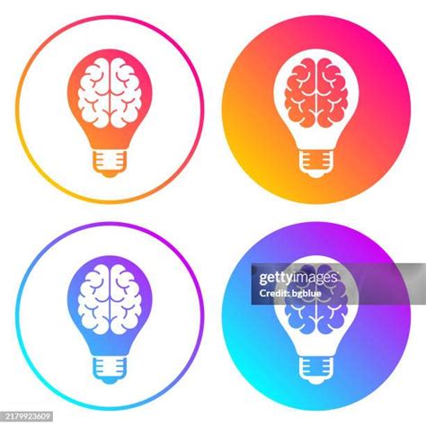 Light Bulb With Brain Round Icons With Color Gradients High-Res Vector ...