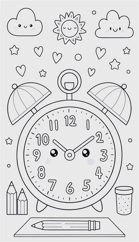 可爱简笔画闹钟旁边有图案的图片（最新19张） 简笔画图片大全