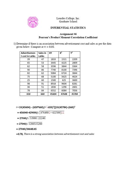 Lourdes College Stat Remy Pdf Statistical Inference Applied Mathematics