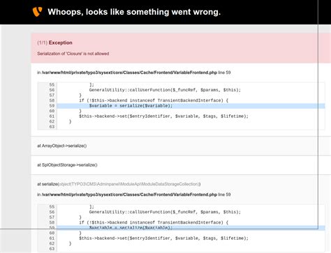 Serialization Of Closure Is Not Allowed · Issue 19 · Typo3