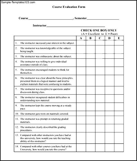 Course Evaluation Templates
