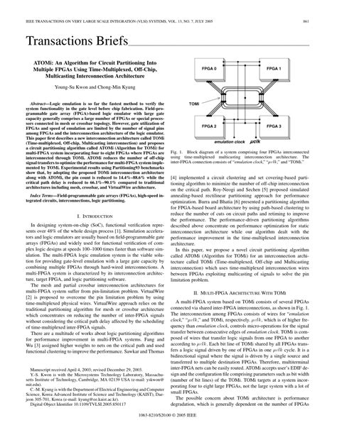 Pdf Atomi An Algorithm For Circuit Partitioning Into Multiple Fpgas