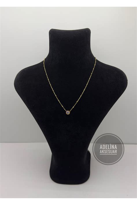 Adelİnas Adelİna 316l Gold Paslanmaz Çelik Mini Tek Taş Kolye Fiyatı
