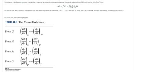 Solved You Wish To Calculate The Entropy Change For A Chegg Com