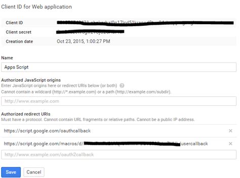 Setting Up Oauth Access With Google Apps Script Blogger Api Example By Mhawksey