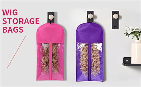 Tavvke 6 Pack Wig Storage Bags With Hangers Hair Extension Holders For