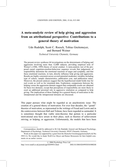 Pdf A Meta Analytic Review Of Help Giving And Aggression From An