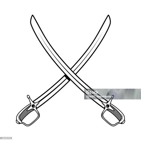 고대 세이버를 건넜다 엠블럼 기호 배지에 대한 디자인 요소 벡터 일러스트 레이 션 강철에 대한 스톡 벡터 아트 및 기타 이미지