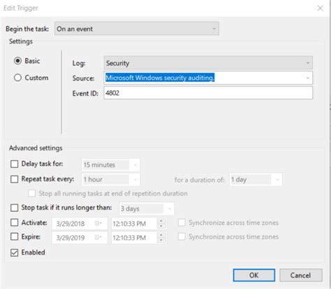 Windows 10 Task Scheduler Event Based Trigger Active Within Certain Time Frame Super User
