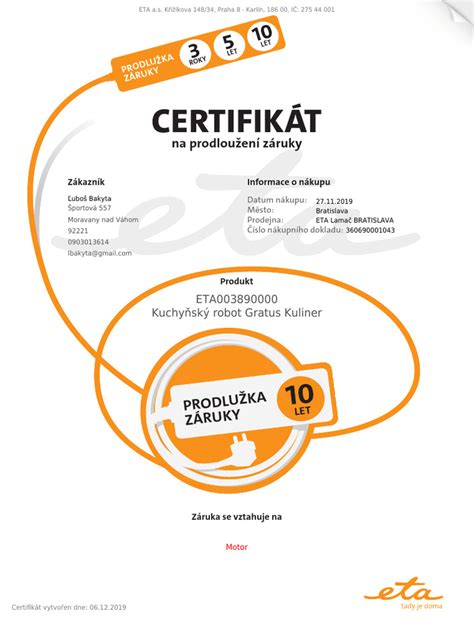 Eta Certificate KuchyŇskÉ Roboty Eta003890000 Pdf