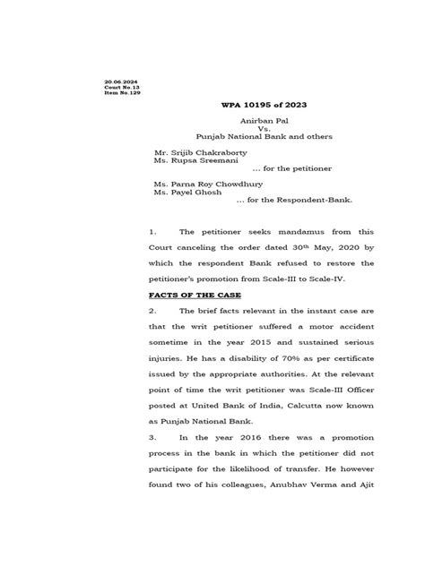 Anirbanpalvspunjabnationalbankandothers Pdf Disability Appeal