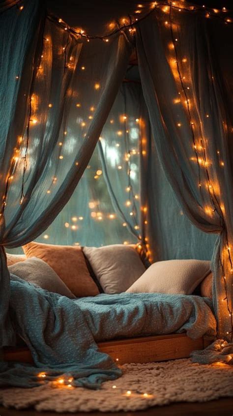 Inside A Cozy Blanket Fort With Cushions And Fairy Lights Soft