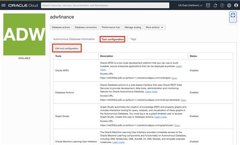 manage autonomous database built in tools