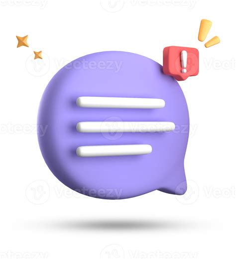 3d Rendering Of Speech Bubble 3d Pastel Chat With Exclamation Mark Icon Set 32518809 Png