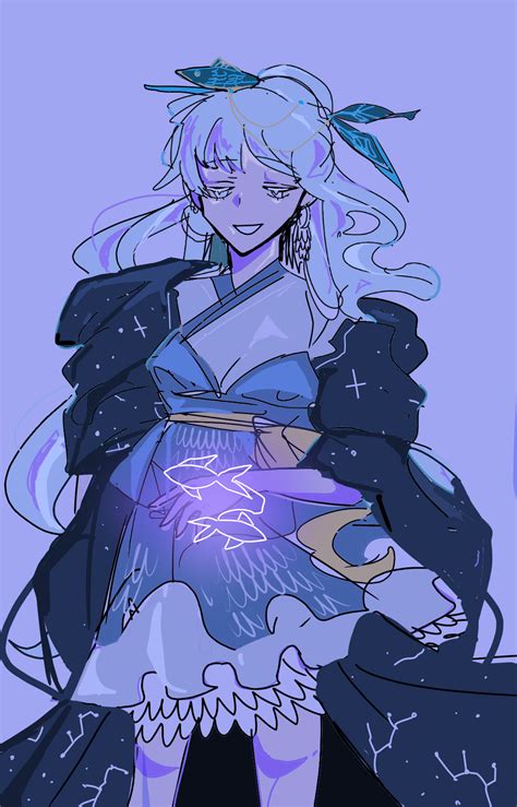 물고기자리 의인화 하기 일러스트 종이와플