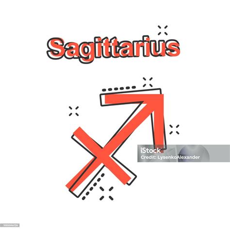 벡터 만화 스타일에서 궁수자리 조디악 아이콘 만화 점성술 기호 그림 그림 궁수자리 별자리 비즈니스 스플래시 효과 개념입니다 0명에 대한 스톡 벡터 아트 및 기타 이미지