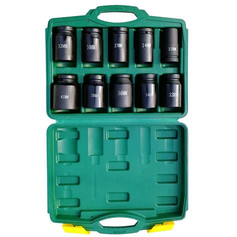 10 Pcs 34 Drive Square Standard Impact Socket Set 6 Point Impact