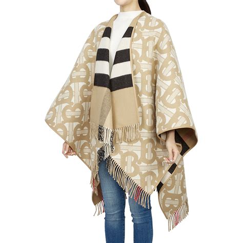 버버리 모노그램 자카드 Tb Half Mega Cape 8042219 여자 양면 울 캐시미어 케이프판초burberry