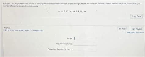 solved calculate the range population variance and