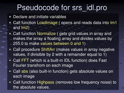 Ppt Understanding Fft Based Algorithm To Calculate Image Displacements With Idl Programming