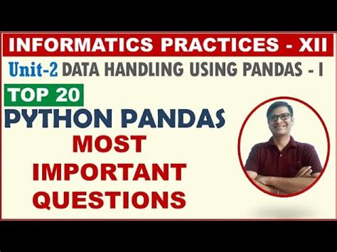 Python Pandas Important Questions IP Class Important Questions IP Revision Class YouTube