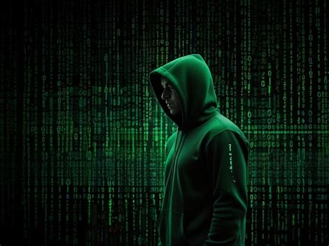 cyber security hacker with binary background premium ai generated image