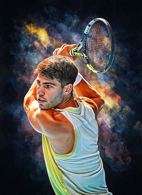 Carlos Alcaraz At Australian Open 2024 Digital Artwork By Sam Brannan