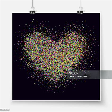 바인더 클립의 하트 색종이 포스터 발렌타인 데이 휴일 기호 사랑 색종이 심장 모양 웹 디자인 창의적인 프로젝트 또는 인쇄 된 제품을위한 낭만적 인 일러스트레이션 다중 색상에