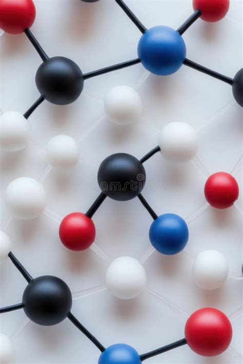 Molecular Model With Colorful Spheres Displaying Chemical Bonding