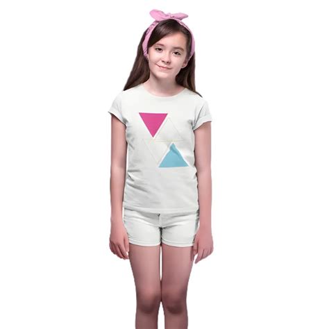 Camiseta Básica Infanto Juvenil Algodão Triangulos Coloridos