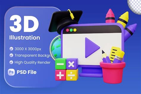 Premium PSD Online Course D Render