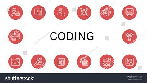 Coding Icon Set Collection Programmer Code Stock Vector Royalty Free
