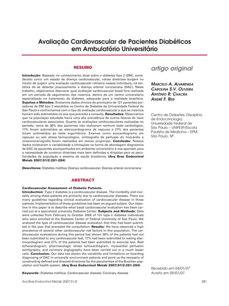 Pdf Cardiovascular Assessment Of Diabetic Patients