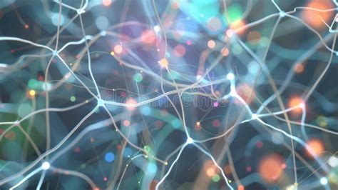 Abstract Neural Network Concept With Bright Connectivity Nodes Stock
