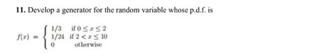 Solved Develop A Generator For The Random Variable Whose