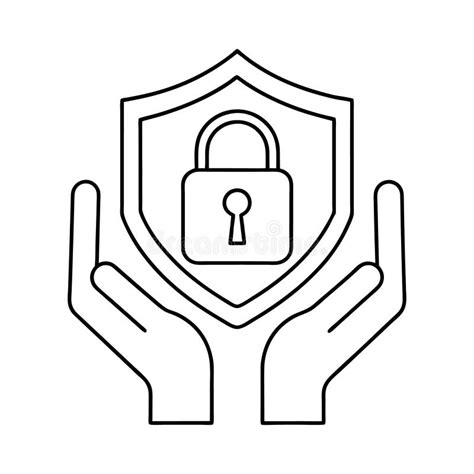 Hands Protecting A Security Shield With A Padlock Stock Vector