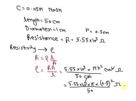 Solved The Electrical Resistance Of A Column Of M Naoh 48 Off